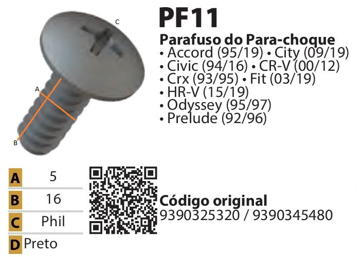 10 Parafuso do Para-choque HONDA Accord City Civic CR-V Crx Fit HR-V ...