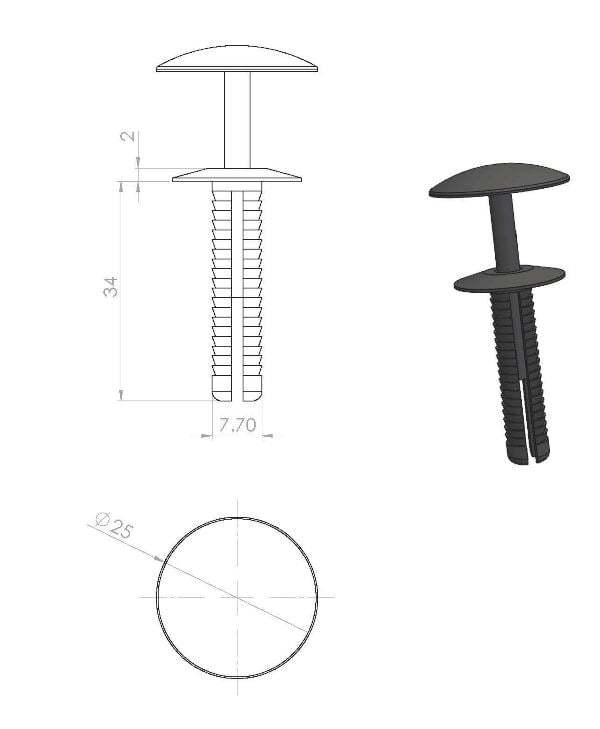 10 Grampos Rebite Universal De Bucha Longa Preto P224